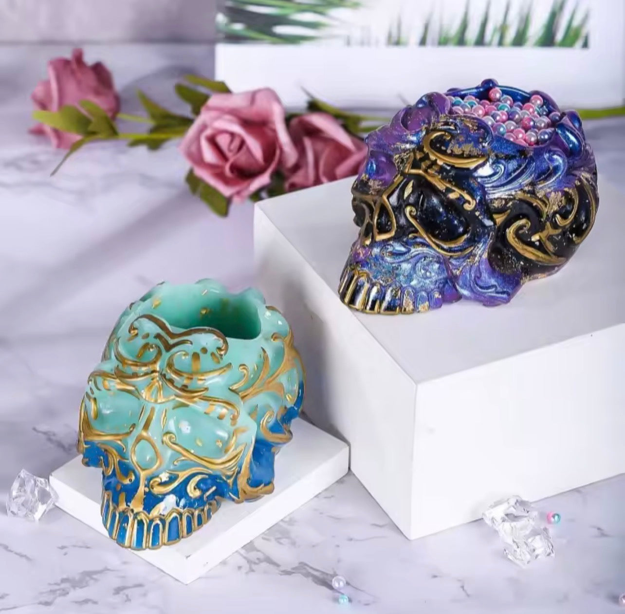 3D skull Pencil Holder Resin Mold – Phoenix