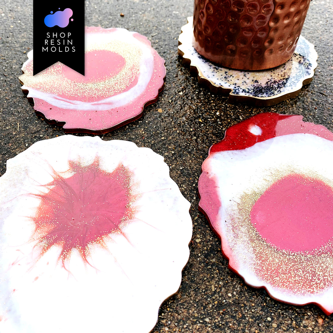 Set of 4 Geode Agate Slice Resin Coaster Mold – Phoenix