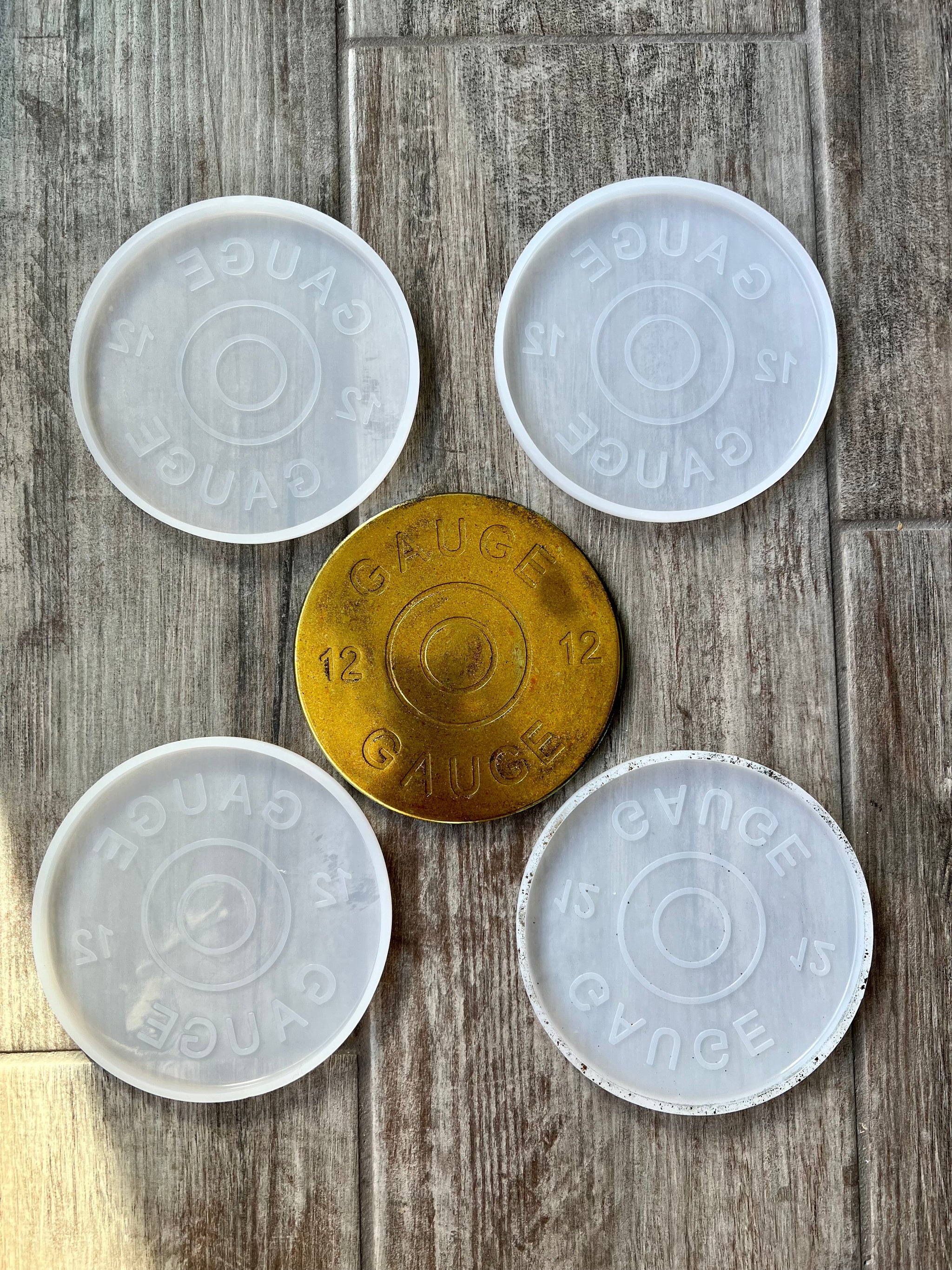 12 Gauge Brass End Shotgun Shell Silicone Resin Coaster Mold, Unique M ...
