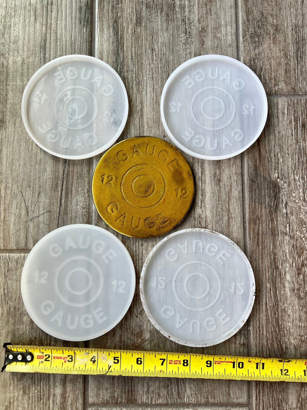 12 Gauge Brass End Shotgun Shell Silicone Resin Coaster Mold, Unique M ...