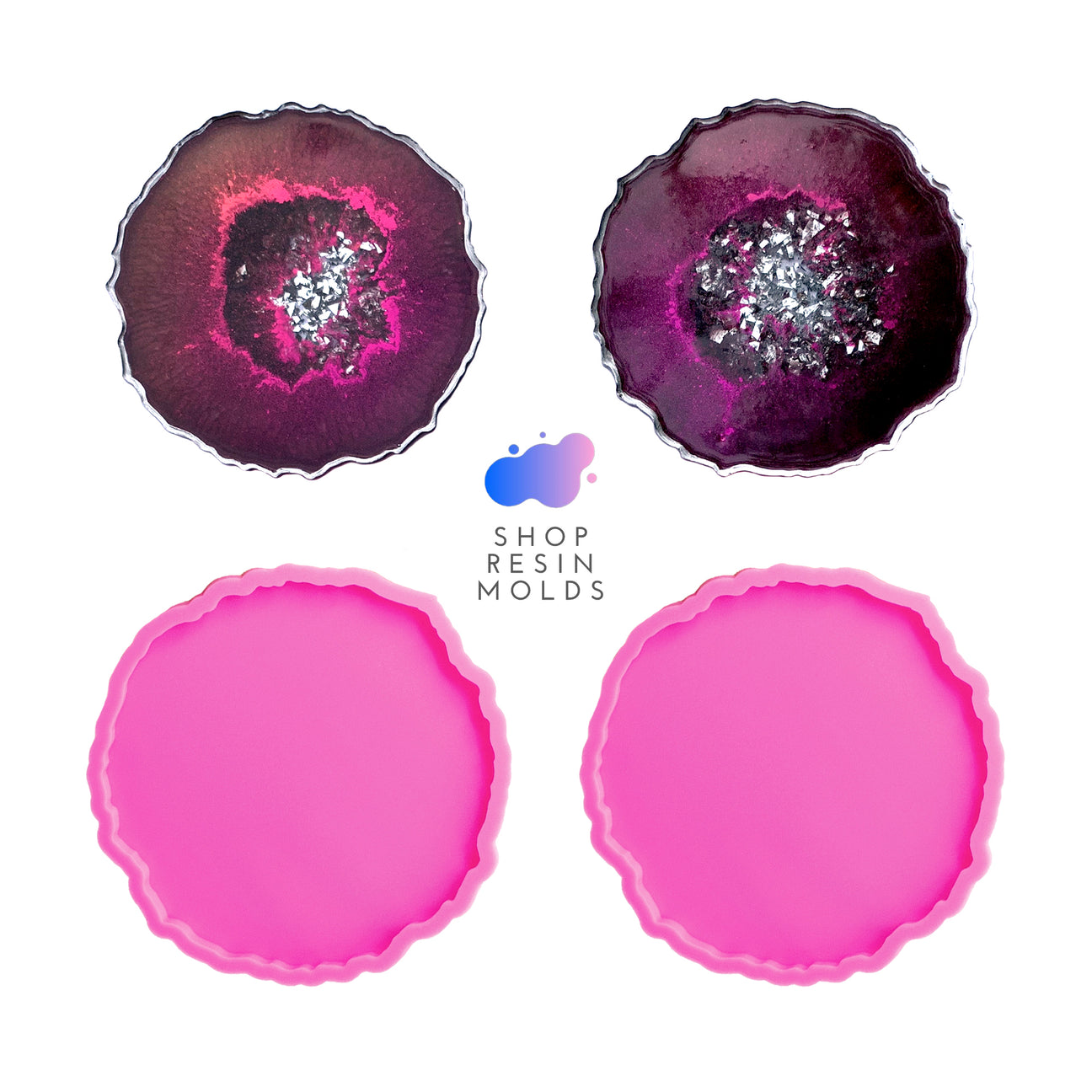 Shiny Surface Geode Resin Coaster Mold – Phoenix